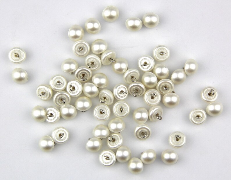 10mm White Pearl Bead Cap Half Ball Dome Metal Circle Hook Buttons for ...