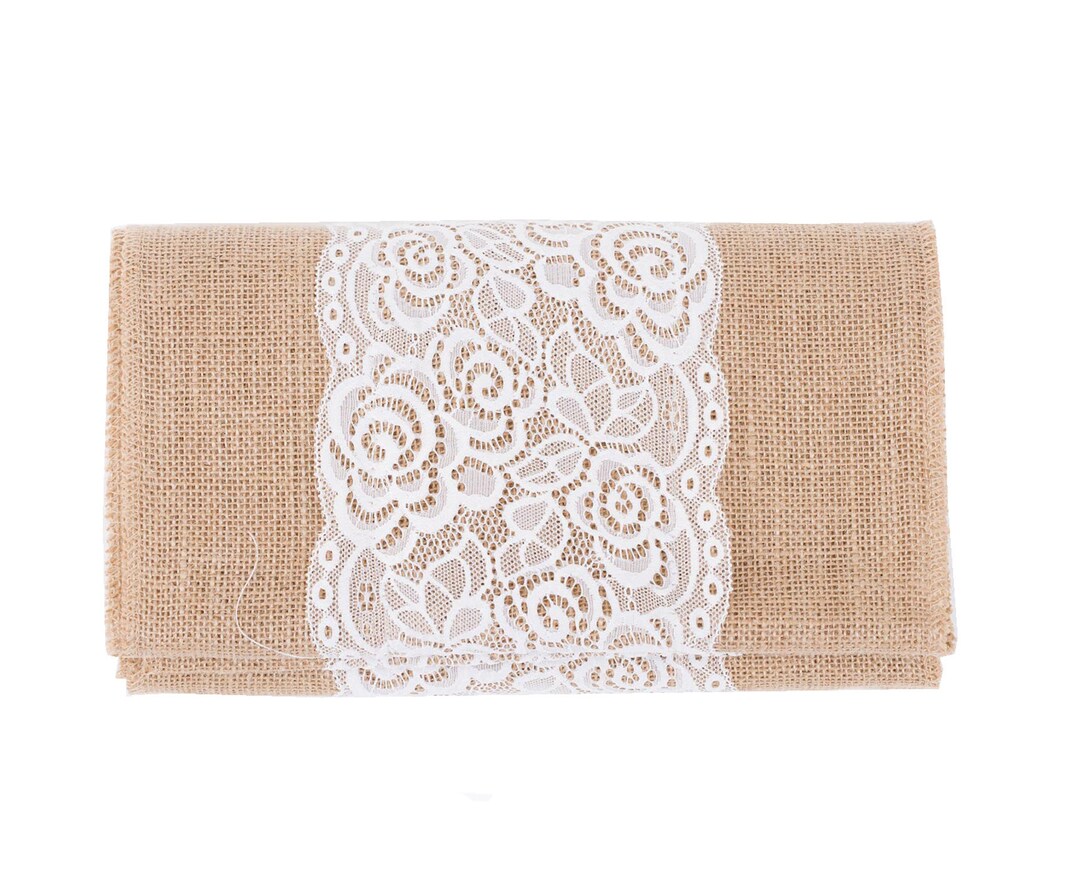 Linen Lace Table Runner Natural Jute Hessian Burlap Lace Table Runner ...