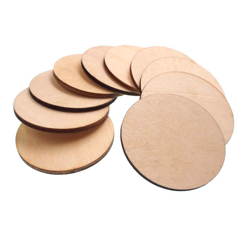 About 100pcs Round Shaped Five Sizes Wooden Embellishments 10-50MM ...