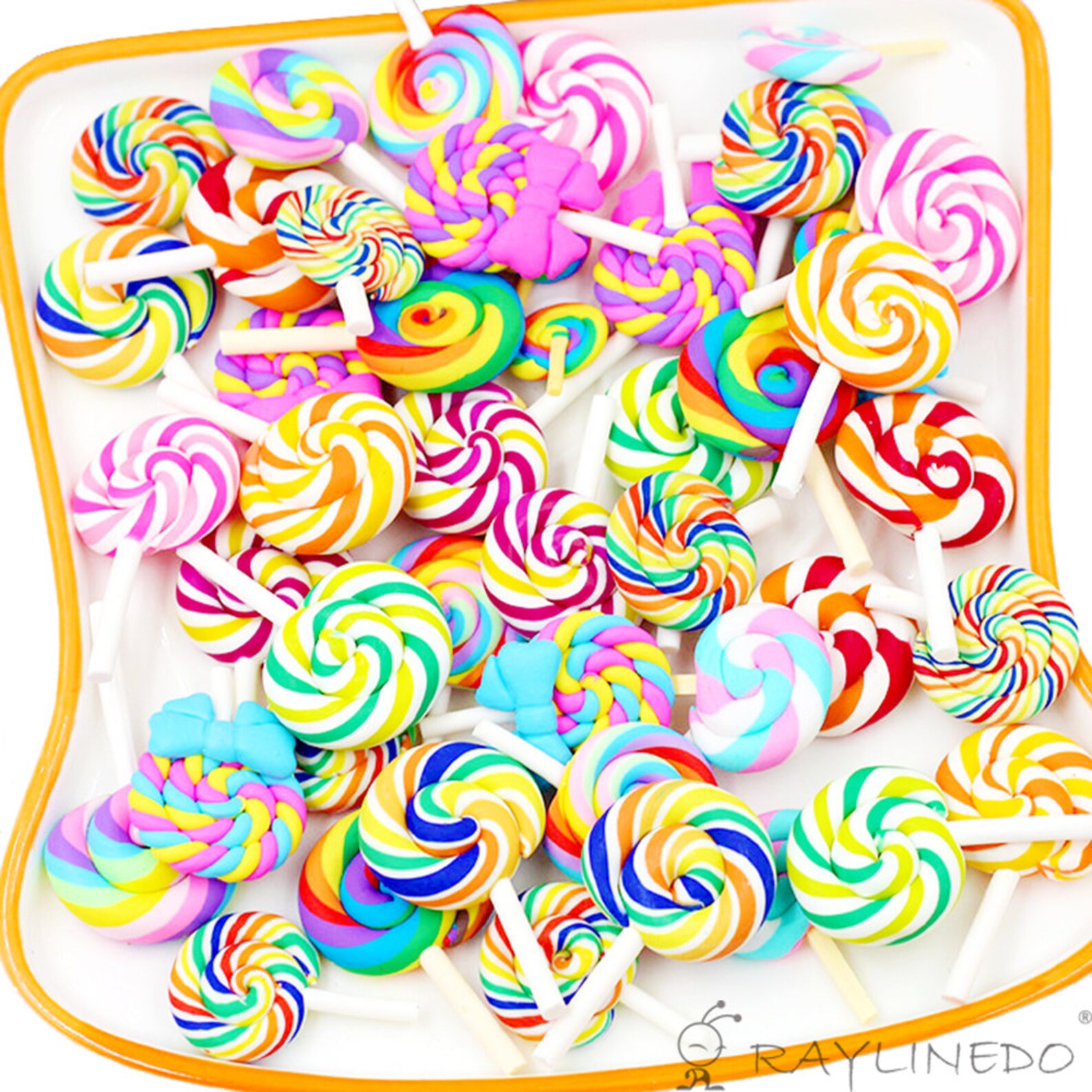 16pcs Random Lollipop Shape Polymer Clay Embellishmentst - Etsy