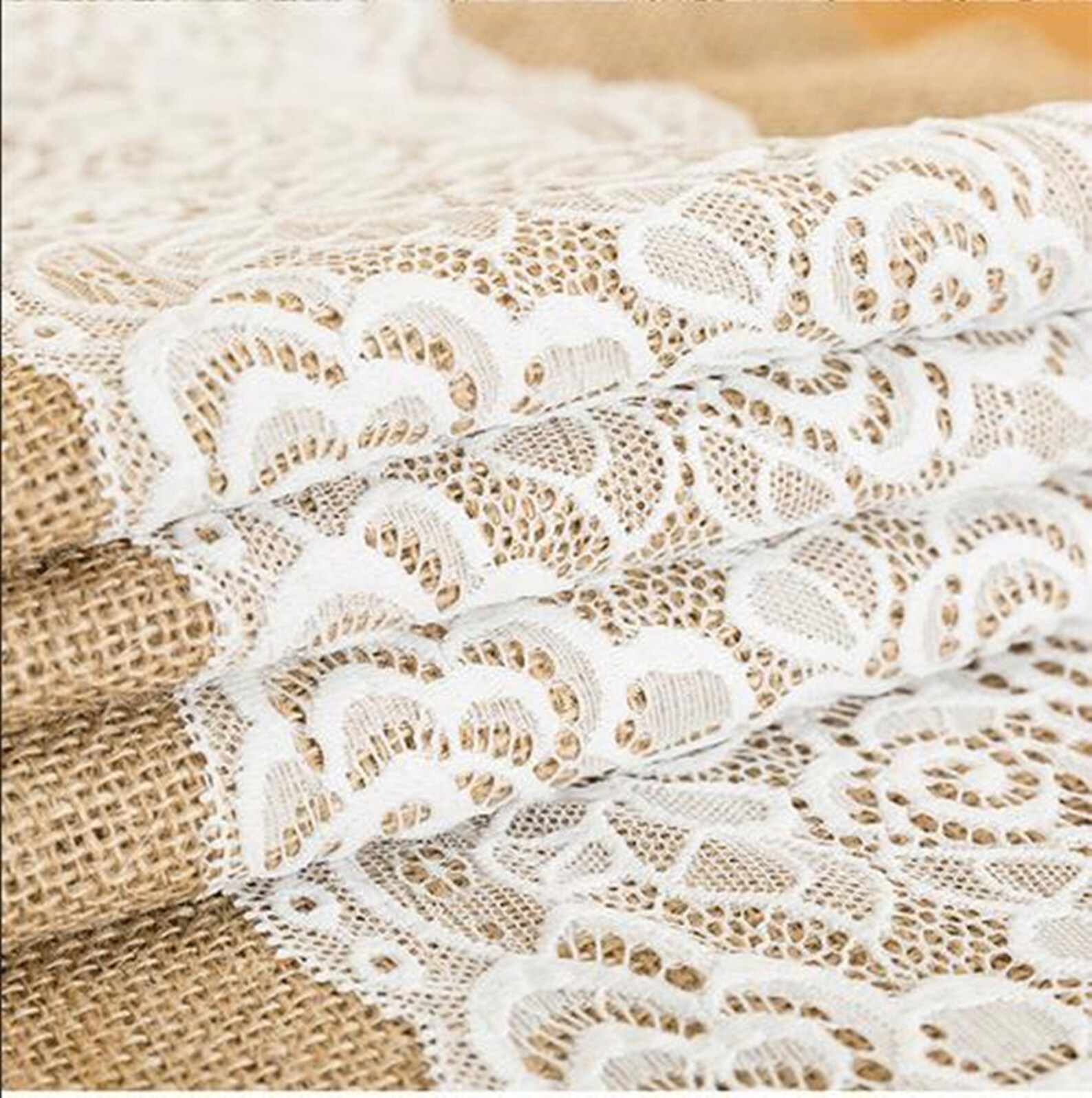 Linen Lace Table Runner Natural Jute Hessian Burlap Lace Table Runner ...