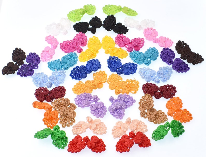 Mixed Traditional Chinese Knot Frog Buttons Closure Handmade Fabric ...