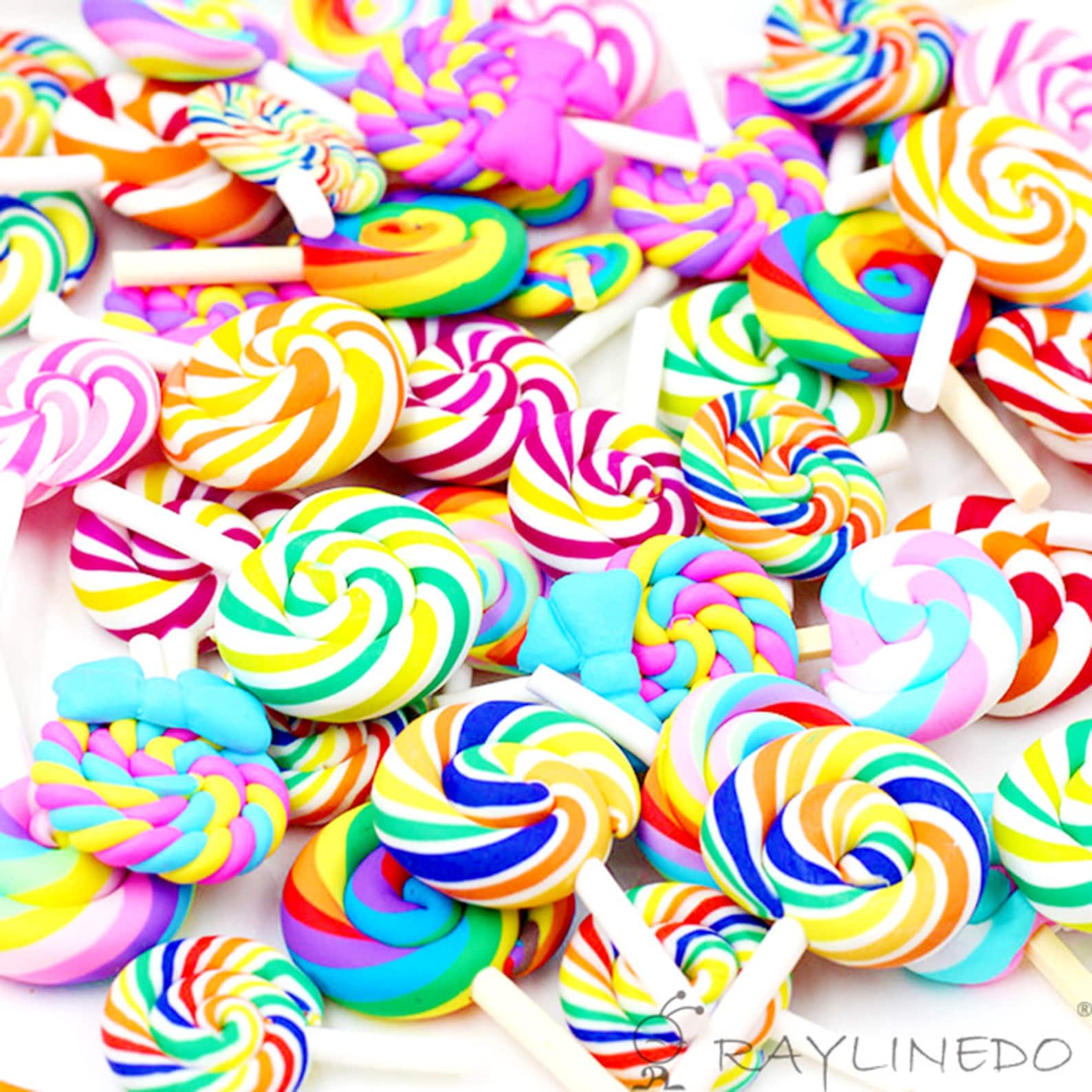 16pcs Random Lollipop Shape Polymer Clay Embellishmentst | Etsy