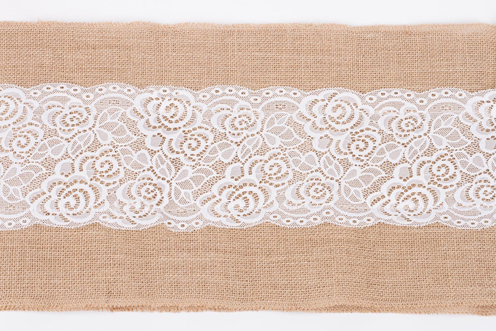 Linen Lace Table Runner Natural Jute Hessian Burlap Lace Table Runner ...