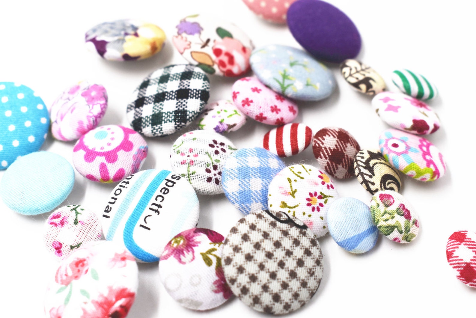 30pcs Assorted Pattern and Size Cotton Fabric Covered Buttons | Etsy