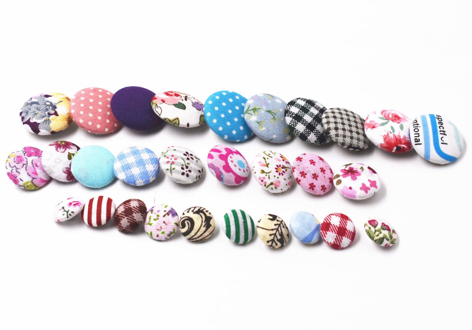 30pcs Assorted Pattern and Size Cotton Fabric Covered Buttons | Etsy