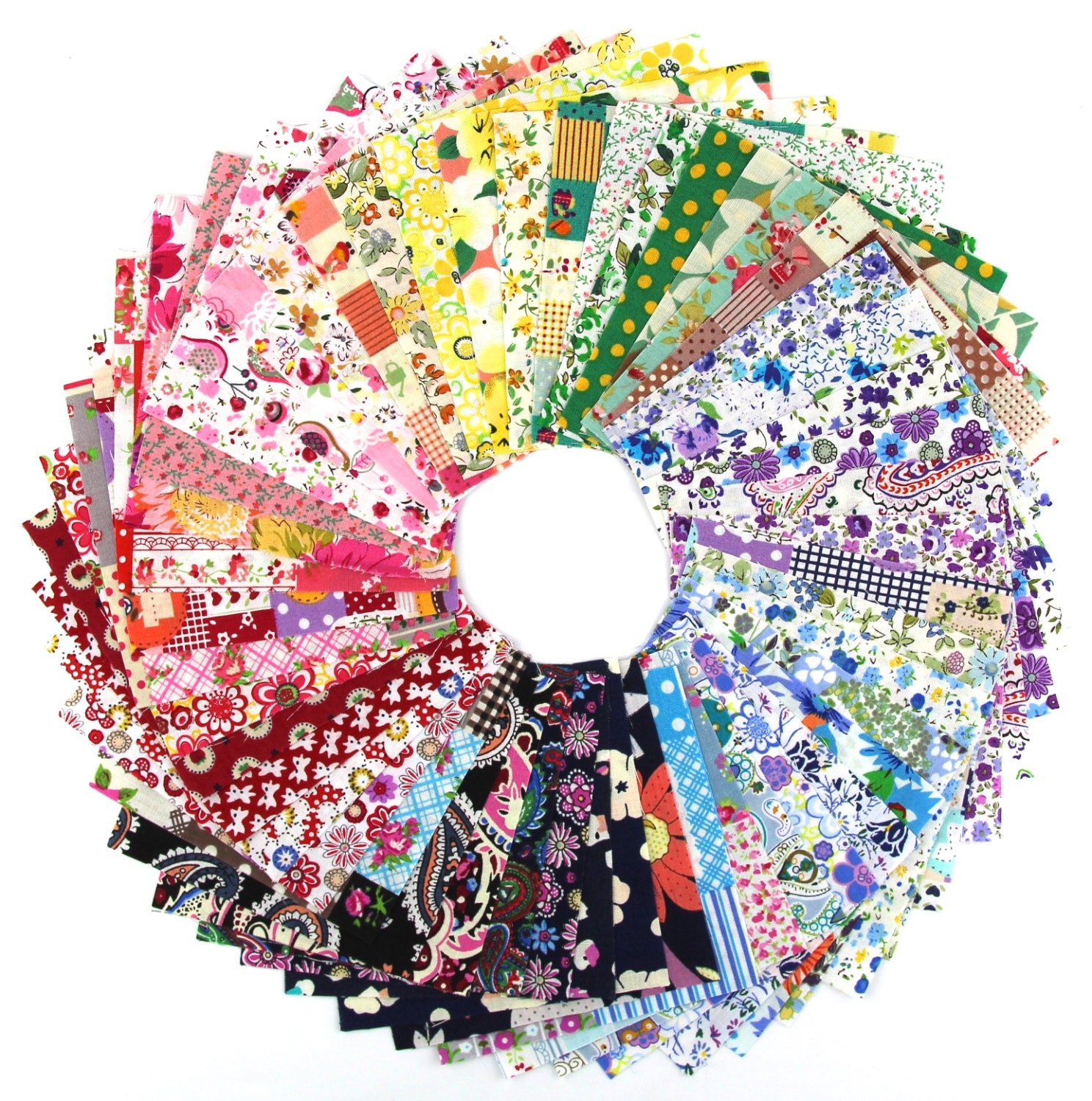 50pcs Fabric Cotton 100% Printed Boundle Patchwork Squares of 10*10cm ...