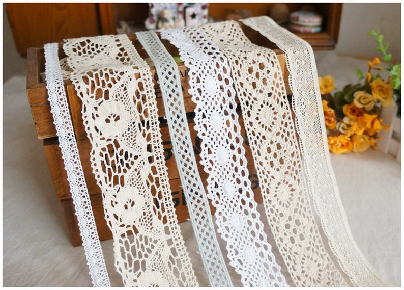 16 Meters Assorted Vintage Style Cotton Lace Ribbon Trim - Etsy