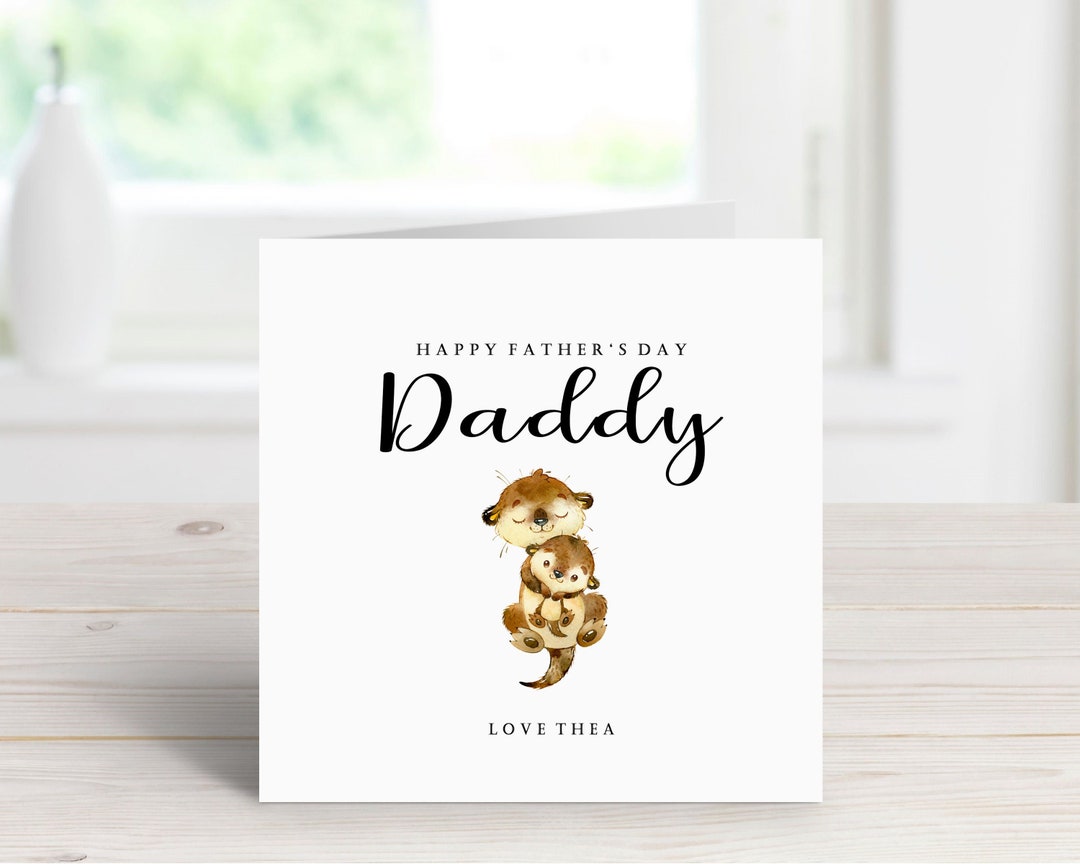 Daddy Father's Day Card Otter Card Father's Day - Etsy