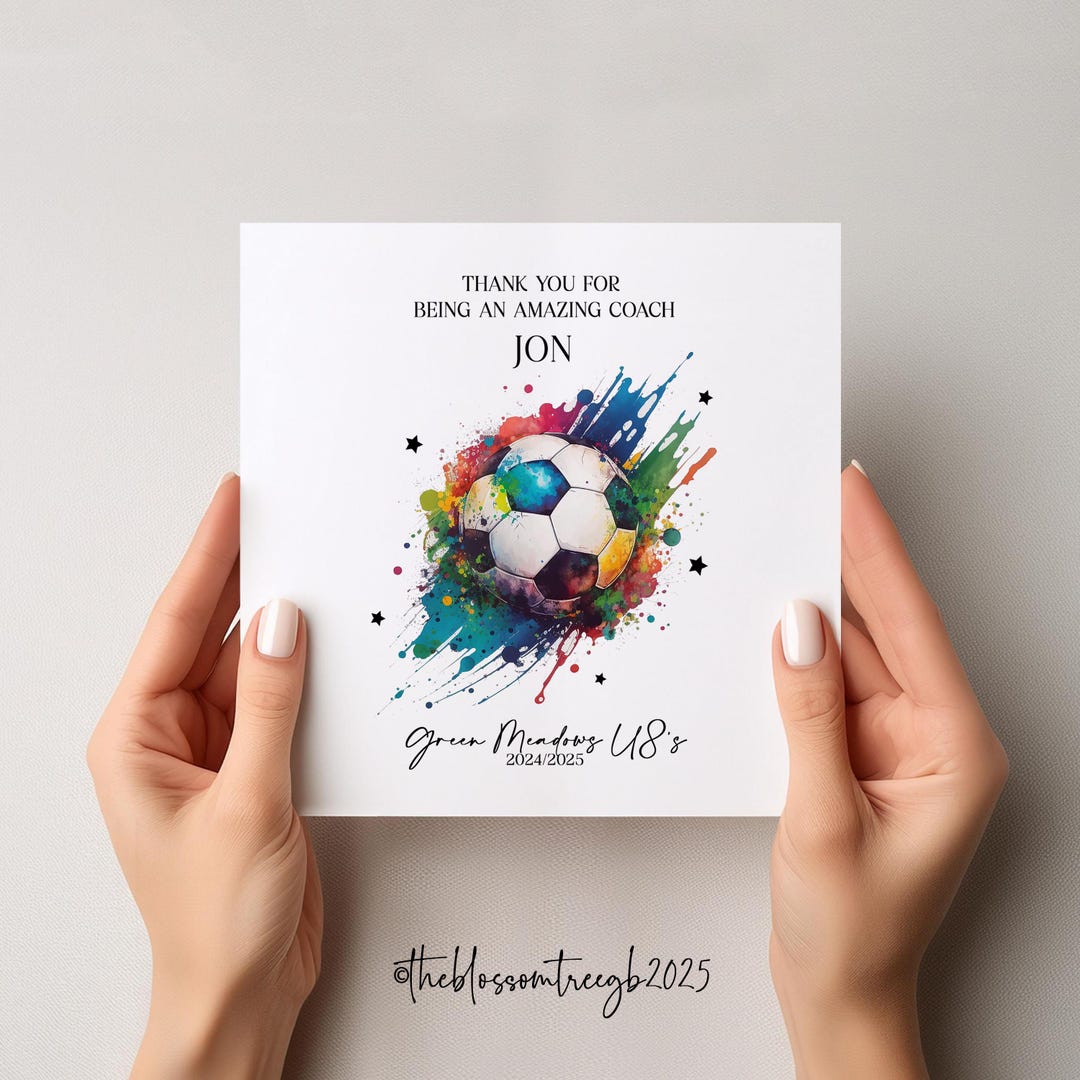 Football Coach Card, Thank You Coach, Football Card, Personalised Coach ...