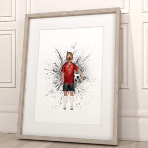 Personalised A4 Football Girls Print - Digital Football Print - Girl ...