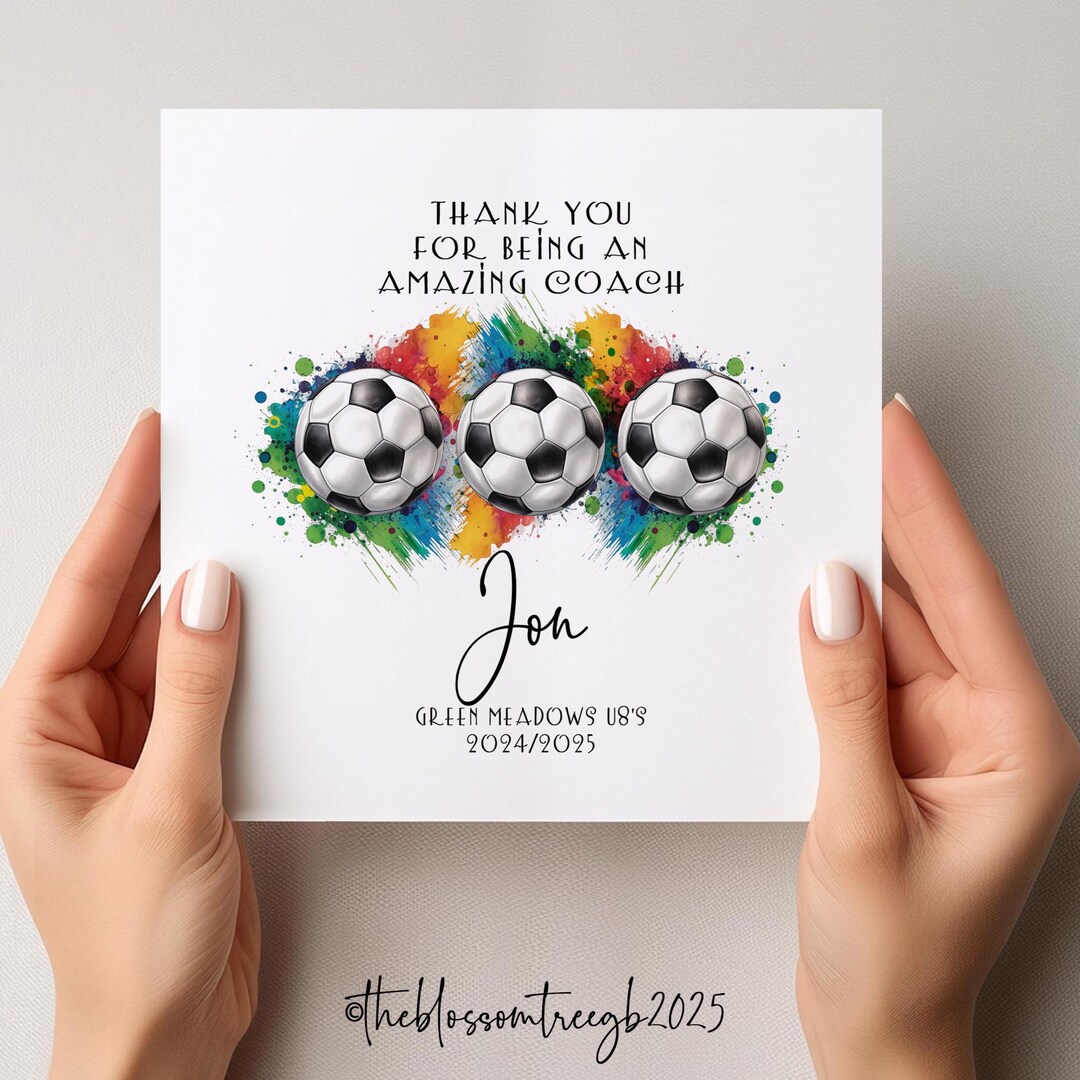 Football Coach Card, Thank You Coach, Football Card, Personalised Coach ...
