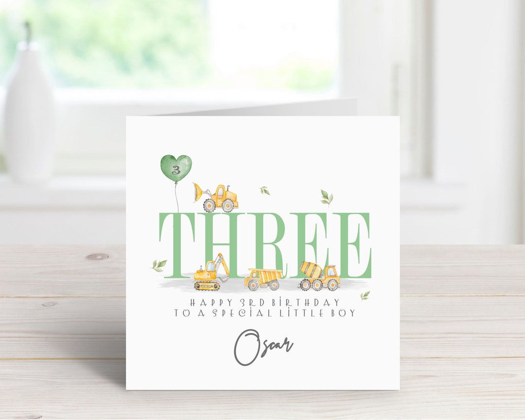 Digger Birthday Card 3rd Birthday Card Digger Card Three - Etsy