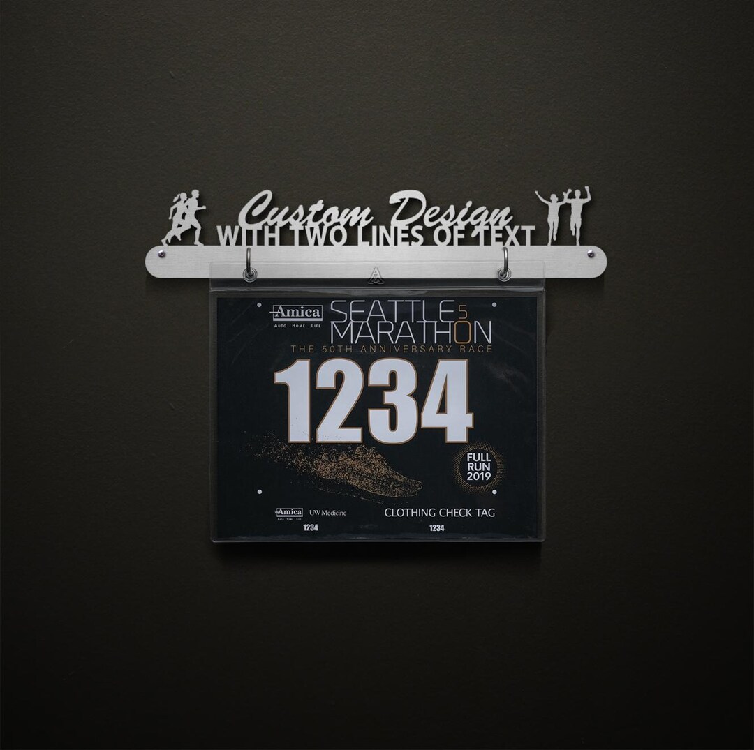 Custom Bib Display With Two Lines of Text - BIB Hanger - Display Your ...