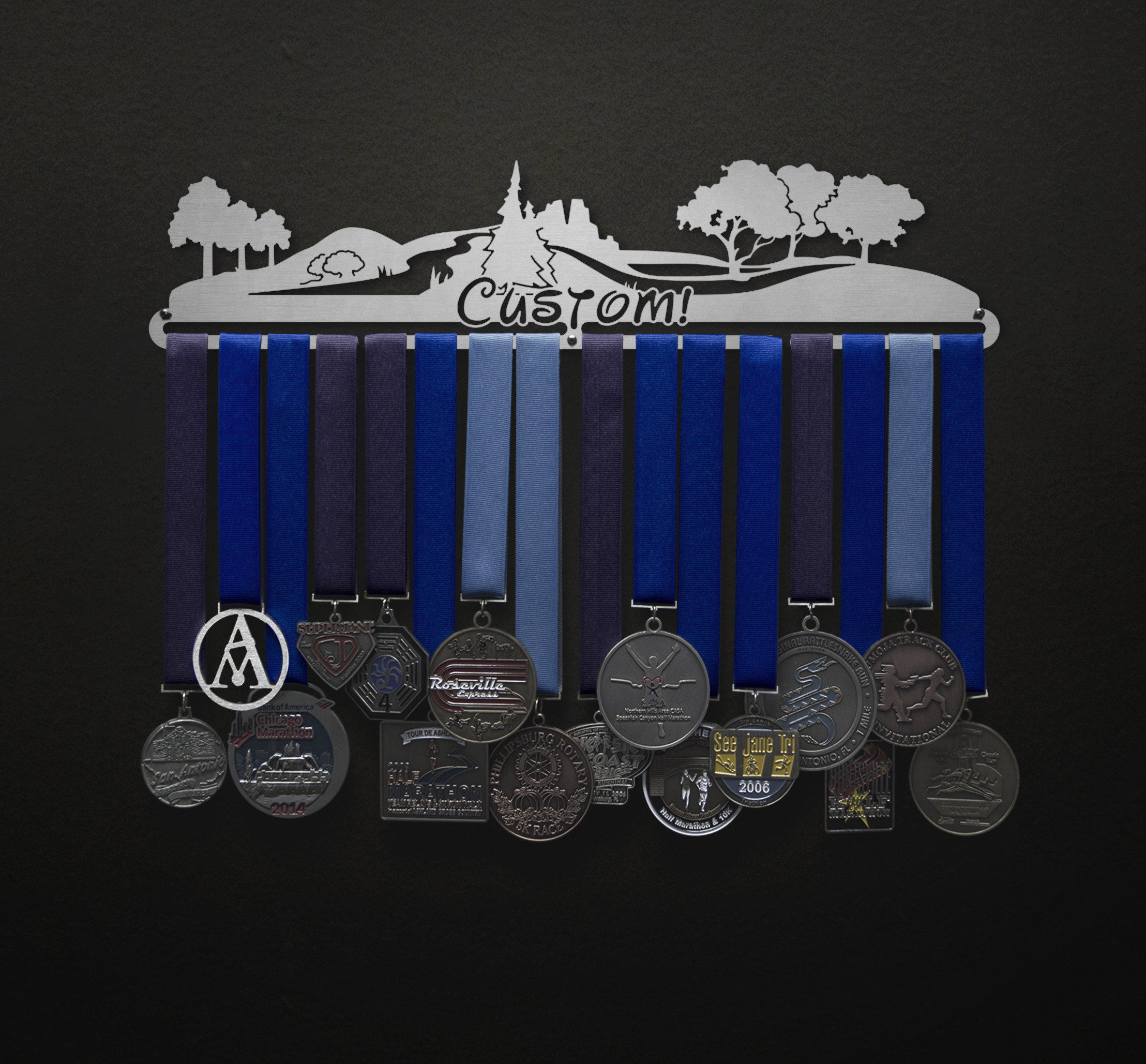 Custom Trailscape Design With Custom Text - Allied Medal Hanger Holder ...