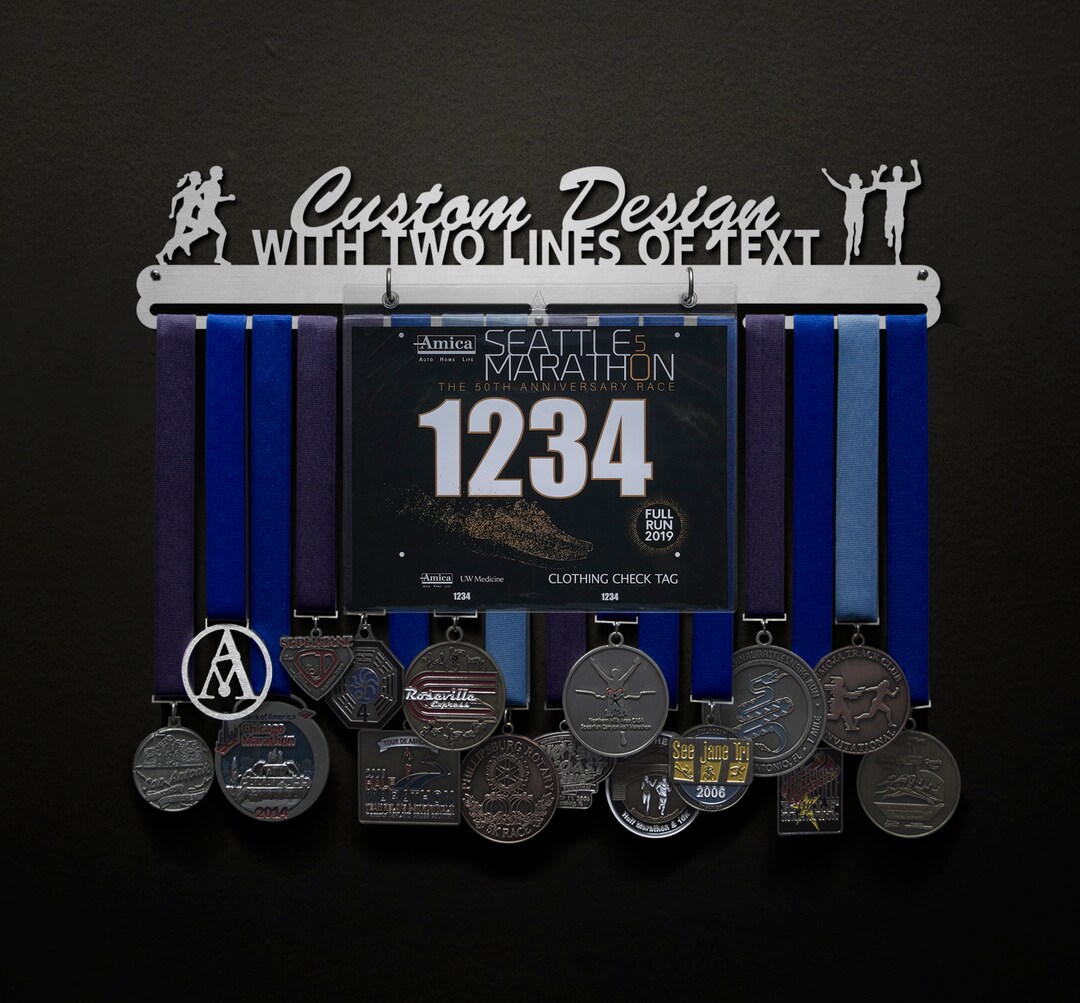 Custom Bib Display With Two Lines of Text BIB Medals Display Your Bibs ...