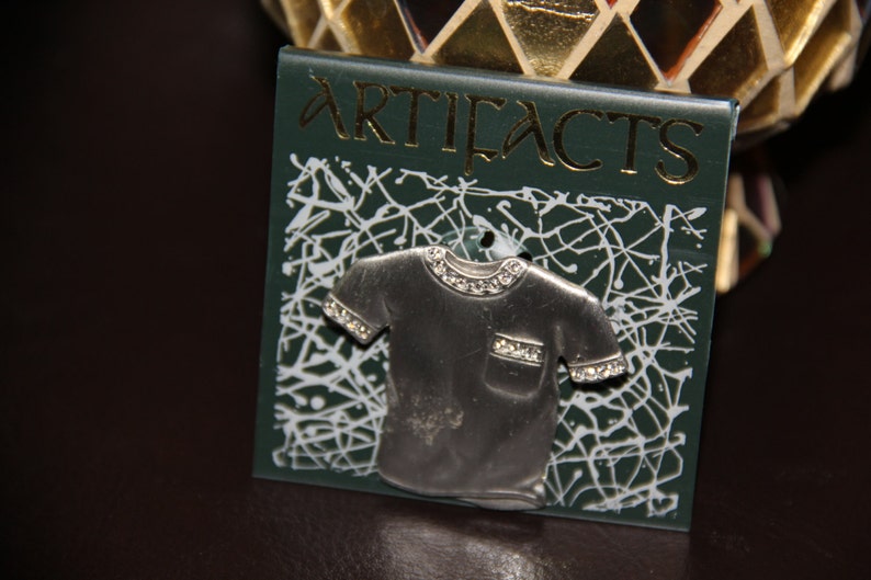 JJ Jonette Pewter Pin Bling Shirt 1980's Signed Clothing - Etsy