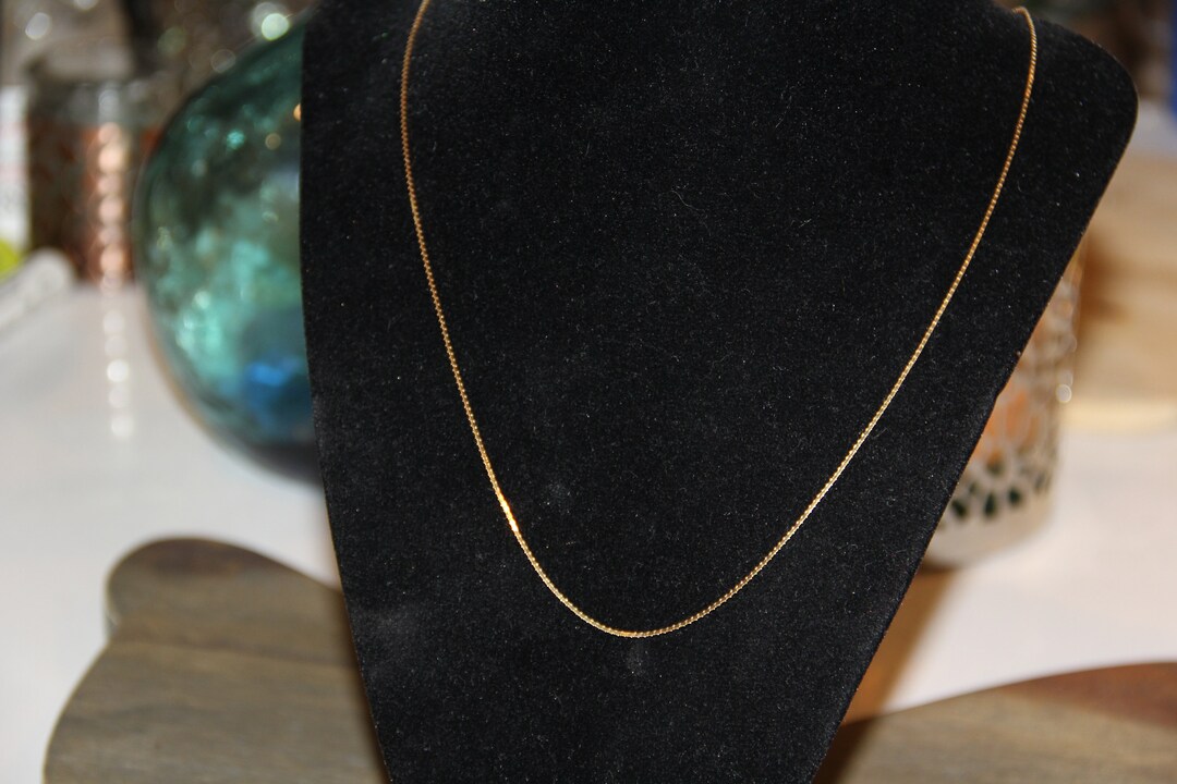 14K Gold 24 Mirror Box Chain Solid Gold Long Chain Lovely Gift Vintage ...