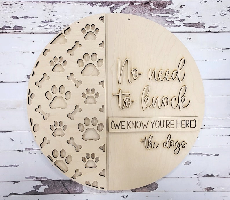 Dog's Sign Round Wood Door Sign Hanger Chicatiza - Etsy