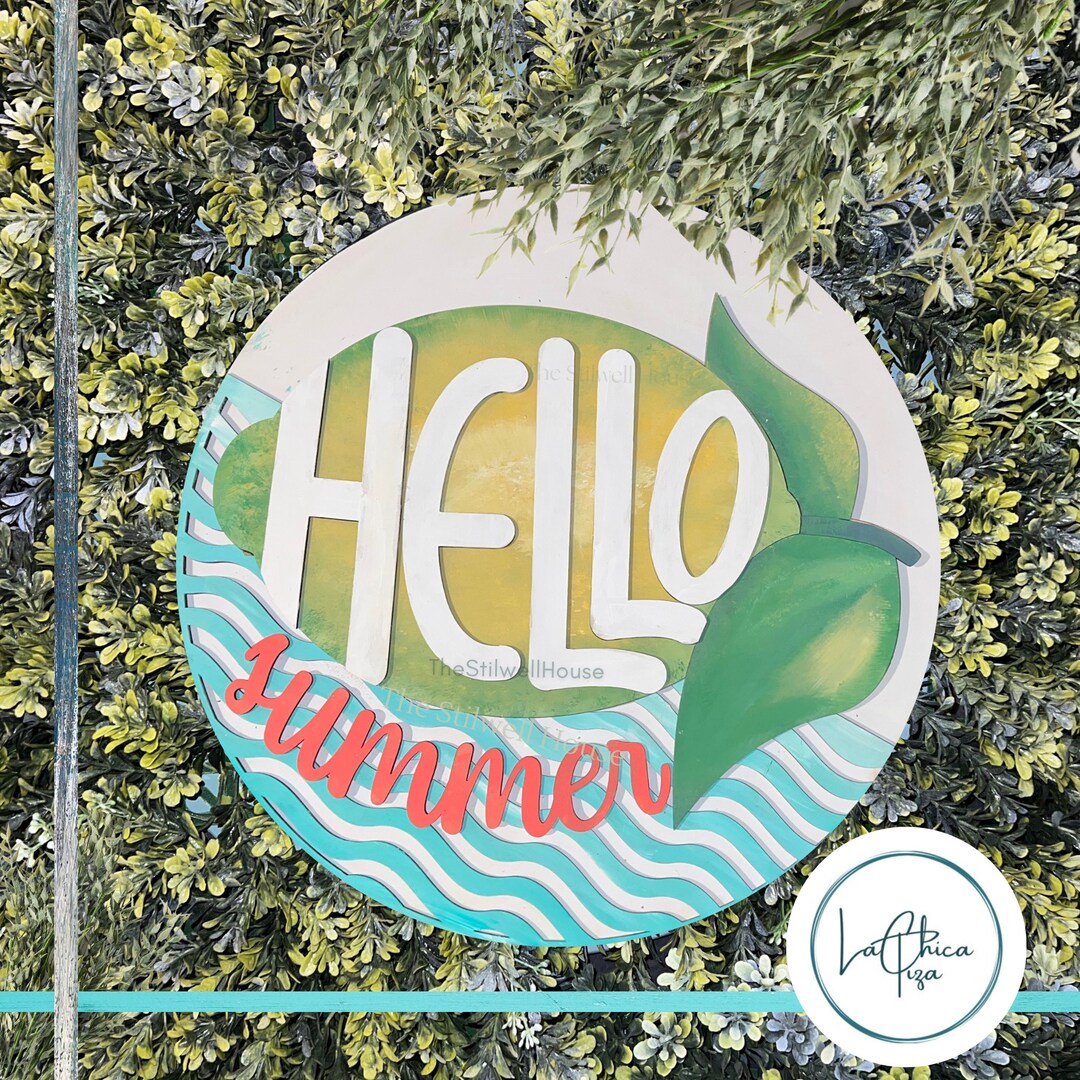 Hello Summer Lemon - Round Wood Door Sign | Hanger | Chicatiza - Etsy