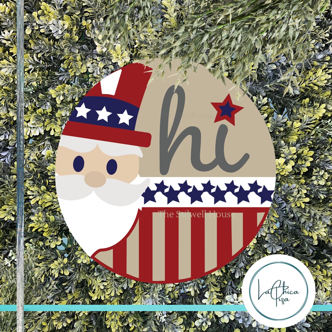Hi Uncle Sam Round Wood Door Sign Hanger Chicatiza - Etsy