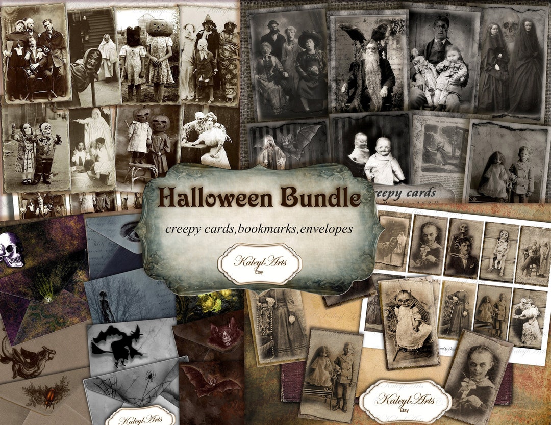 Halloween Bundle,creepy,scary,cards,envelope,bookmark,scrapbook ...