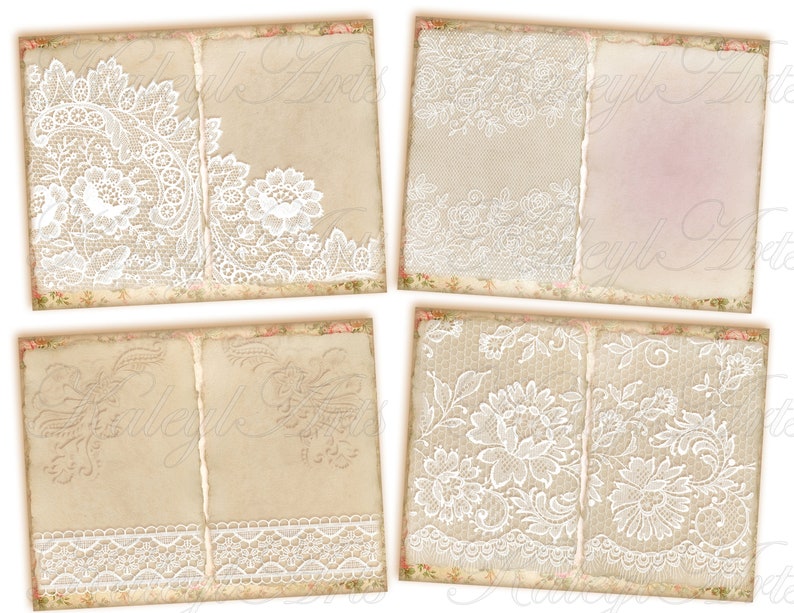 Journal Pages, Lace, Vintage, Romantic, Shabby Chic, Foldable Pages ...