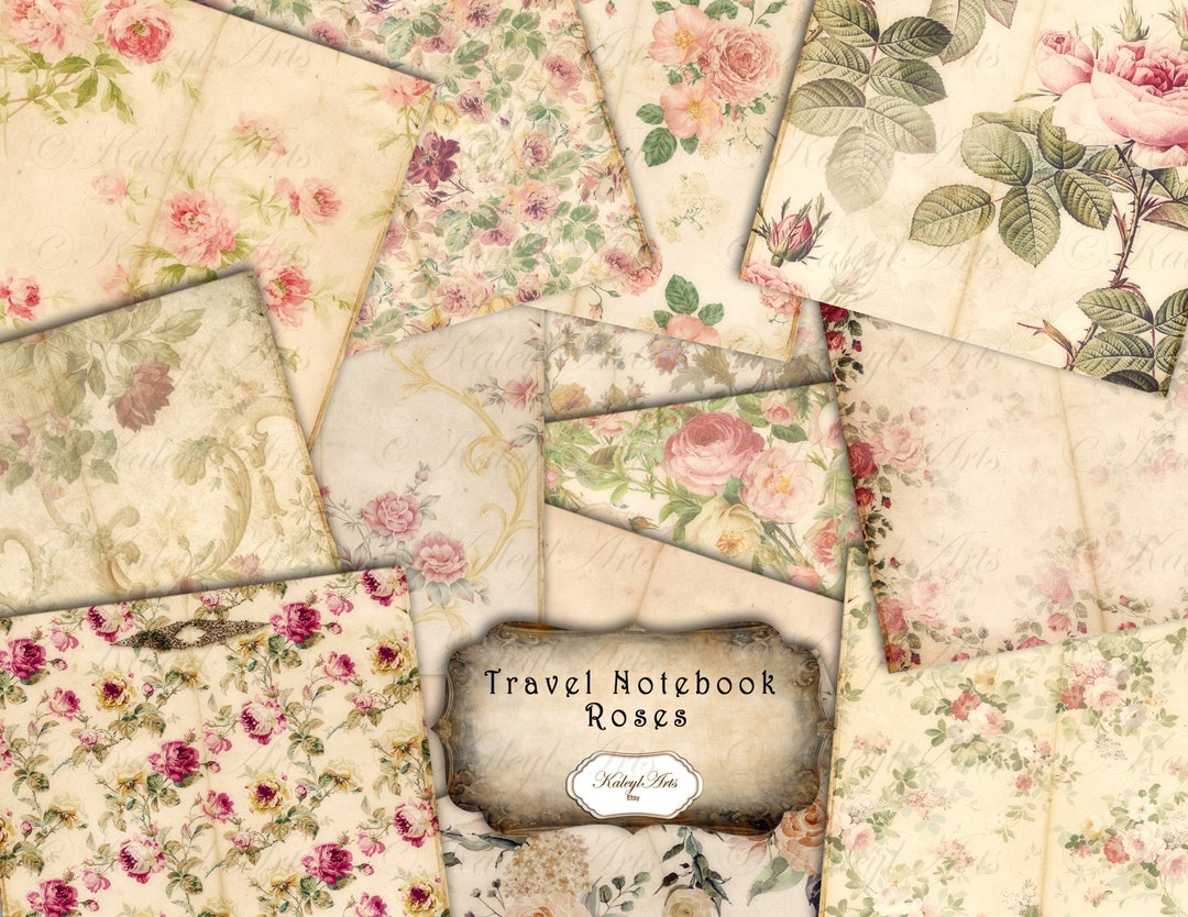 Roses, Notebook, Vintage, Printable, Journal,travel Notebook,8 X 9 ...