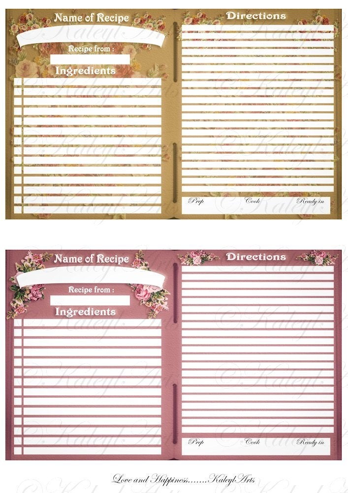 Receptkaart, Pagina's voor recepten, Afdrukbare pagina, Koken, Bakken ...