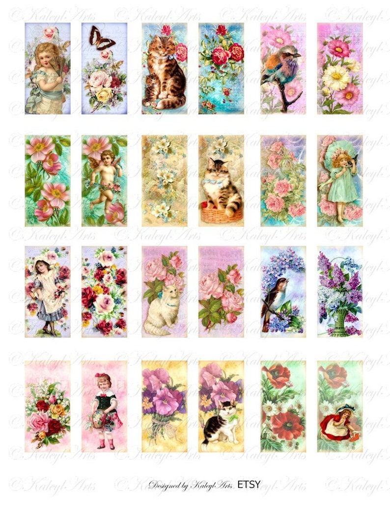 Printable, Domino, Dia, Victorian, Cat, Romantic, Ornament, Scrapbook ...