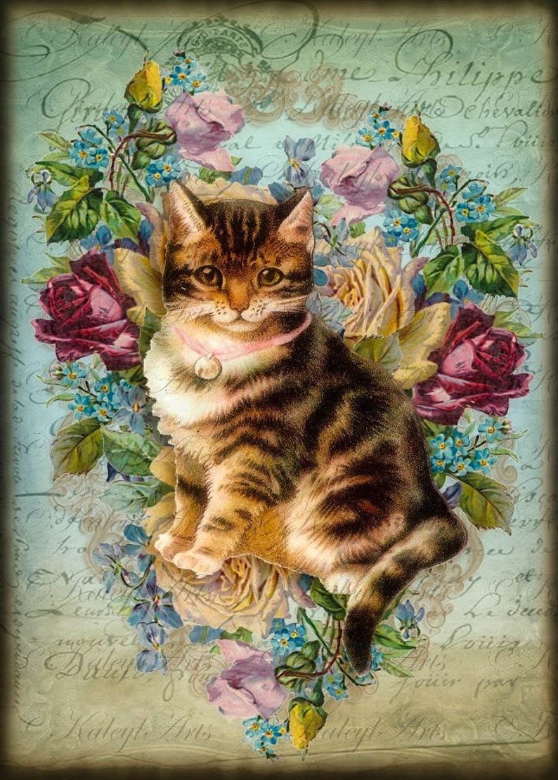 Printable, Download, Vintage, Cards, Cats, Journal, 2.5x3.5 Inch, Gift ...
