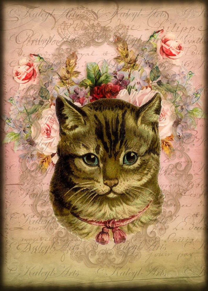 Printable, Download, Vintage, Cards, Cats, Journal, 2.5x3.5 Inch, Gift ...