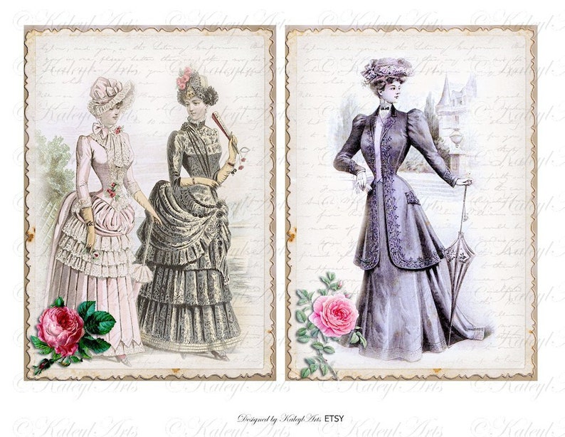 Victorian, Fashion, Cards, Printable, ATC, B6, Ephemera, Vintage ...