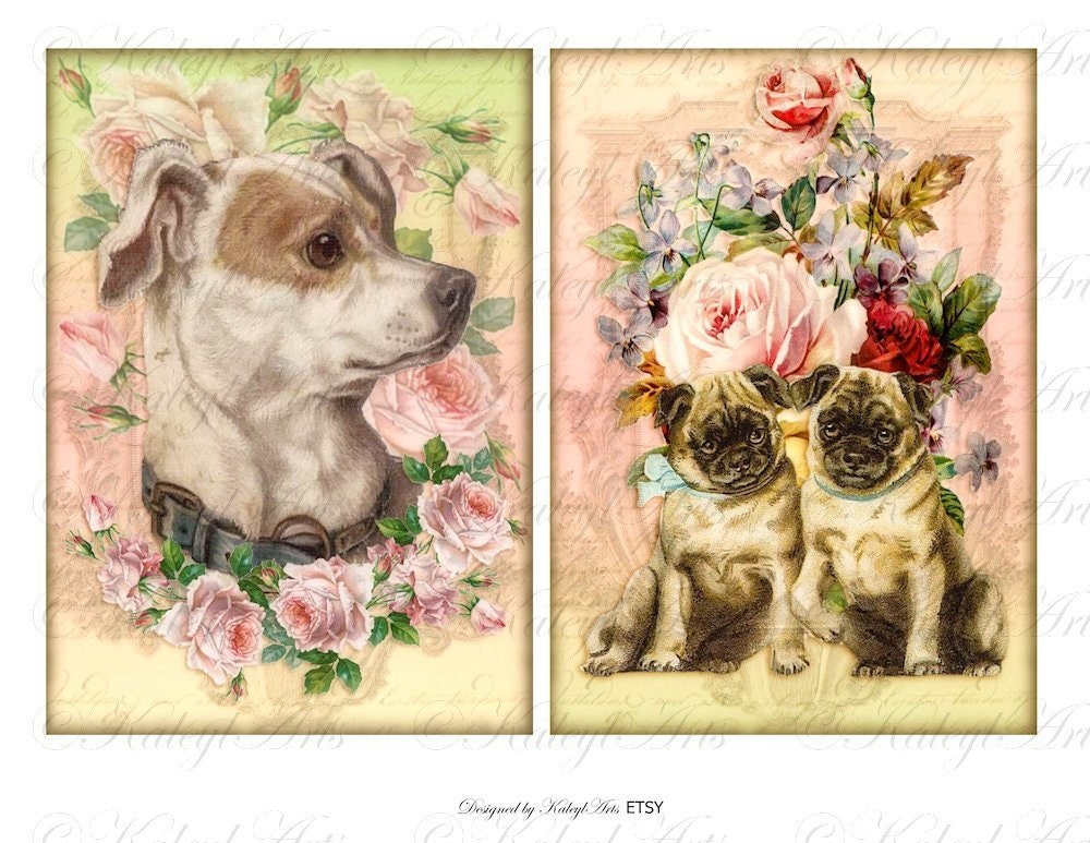 Dog, Dog Lover, Victorian, Vintage, Shabby Chic, B6, ATC, Printable ...
