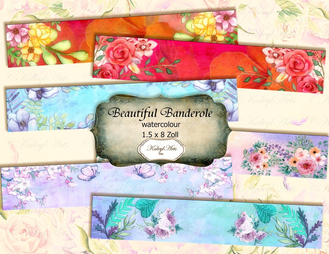 Watercolor, Banderole, Soap, Envelope, Packaging, Cosmetics, 8x1.5 ...