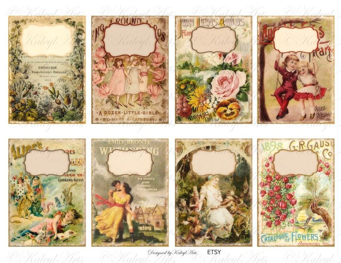 Printable Old Book Cards Vintage Shabby Chic Fairytale - Etsy