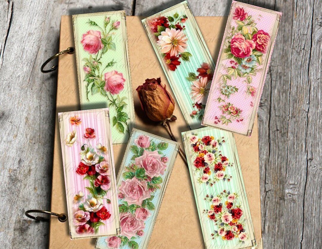 Printable, Nostalgic, Vintage, Shabby Chic,bookmark,roses,flowers, for ...