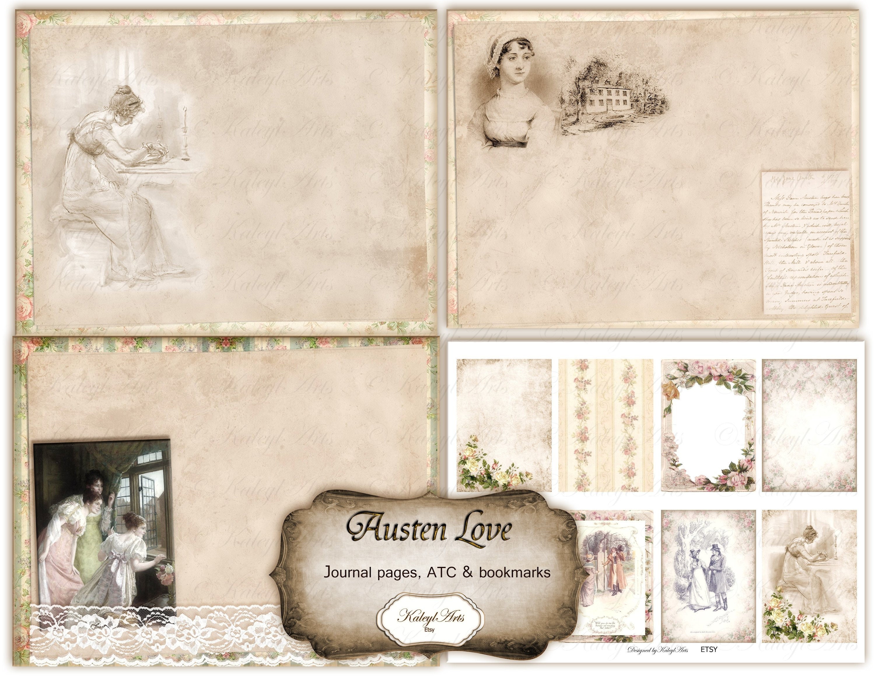 Printable Jane Austen Diary Notebook ATC Scrapbook - Etsy