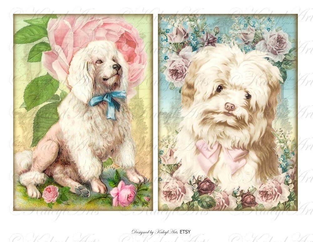 Dog, Dog Lover, Victorian, Vintage, Shabby Chic, B6, ATC, Printable ...