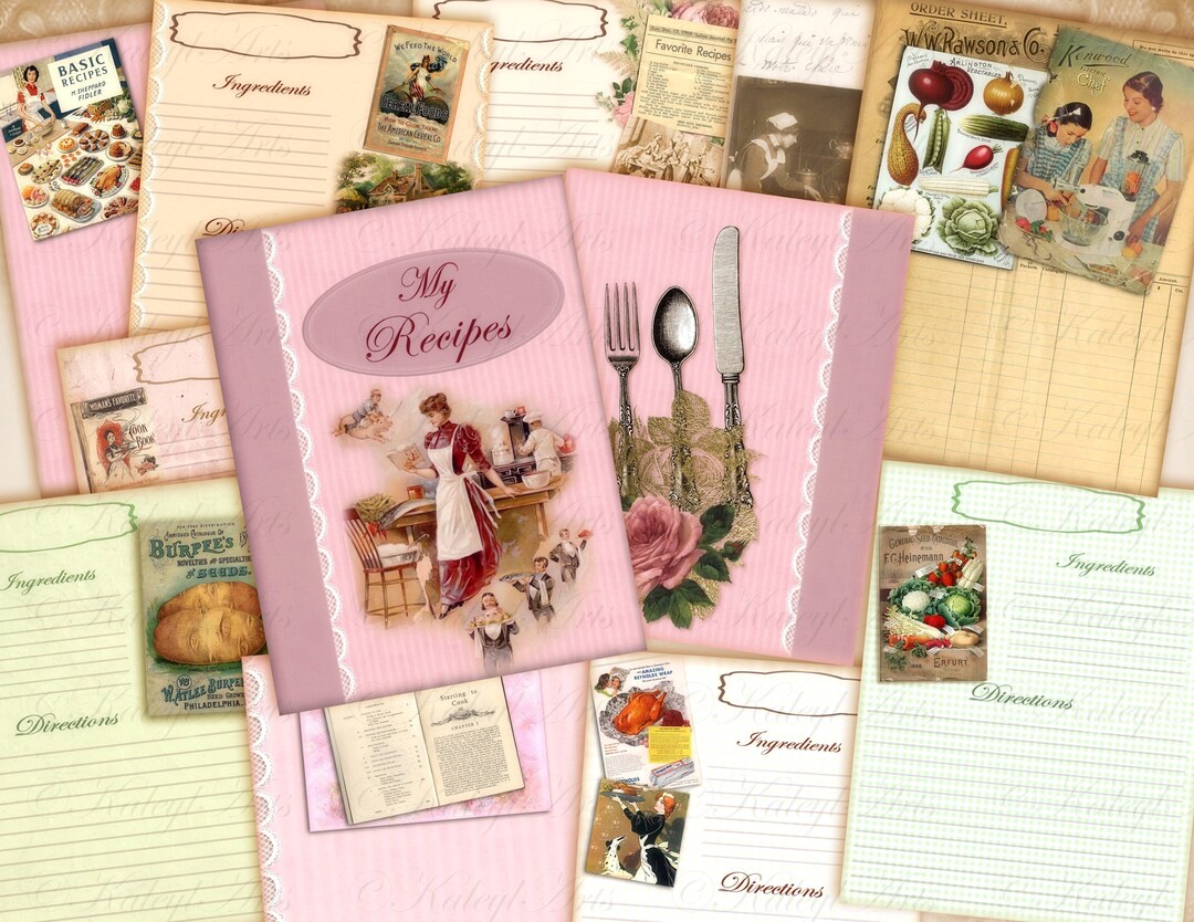 Cookbook, Printable, Digital,nostalgic,vintage,shabby Chic,victorian ...