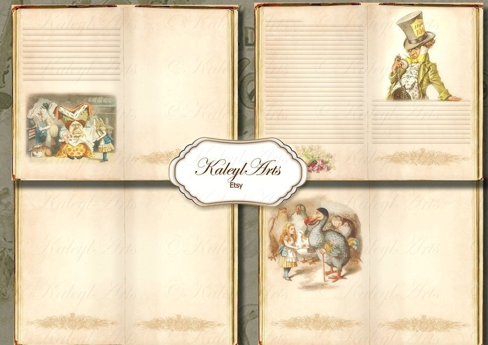 Alice in Wonderland, Printable, Journal, Album,scrapbook,diary ...