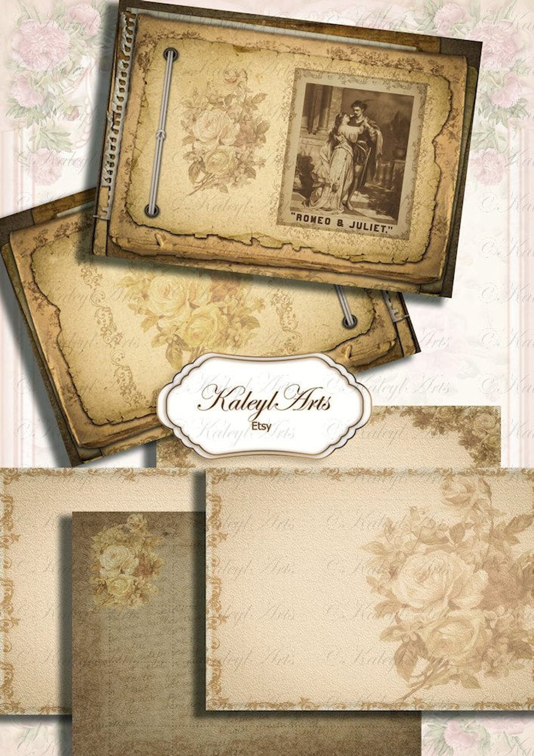 Romeo and Juliet Scrapbook,journal, Vintage Album, Shabby Chic, Diary ...