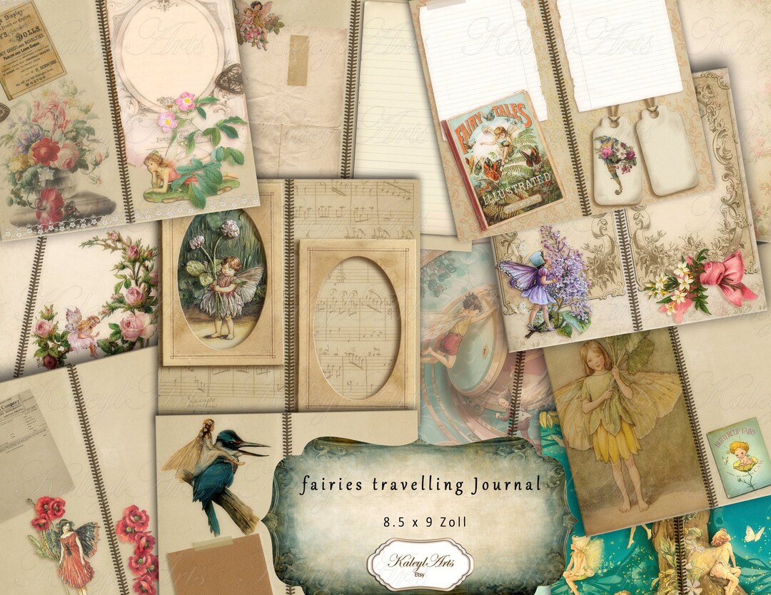 Vintage Style Fairies, Printable Travel Notebook,journal,page 8.5 X 9 ...