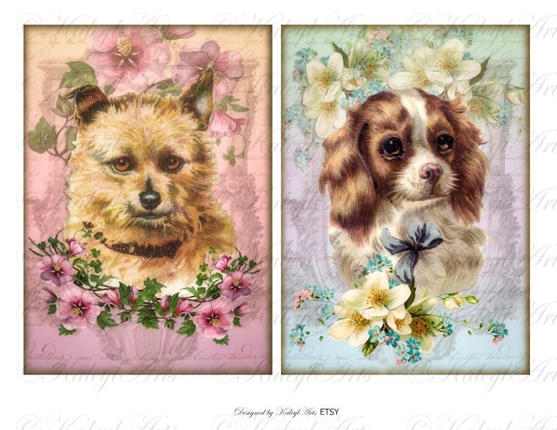 Dog, Dog Lover, Victorian, Vintage, Shabby Chic, B6, ATC, Printable ...