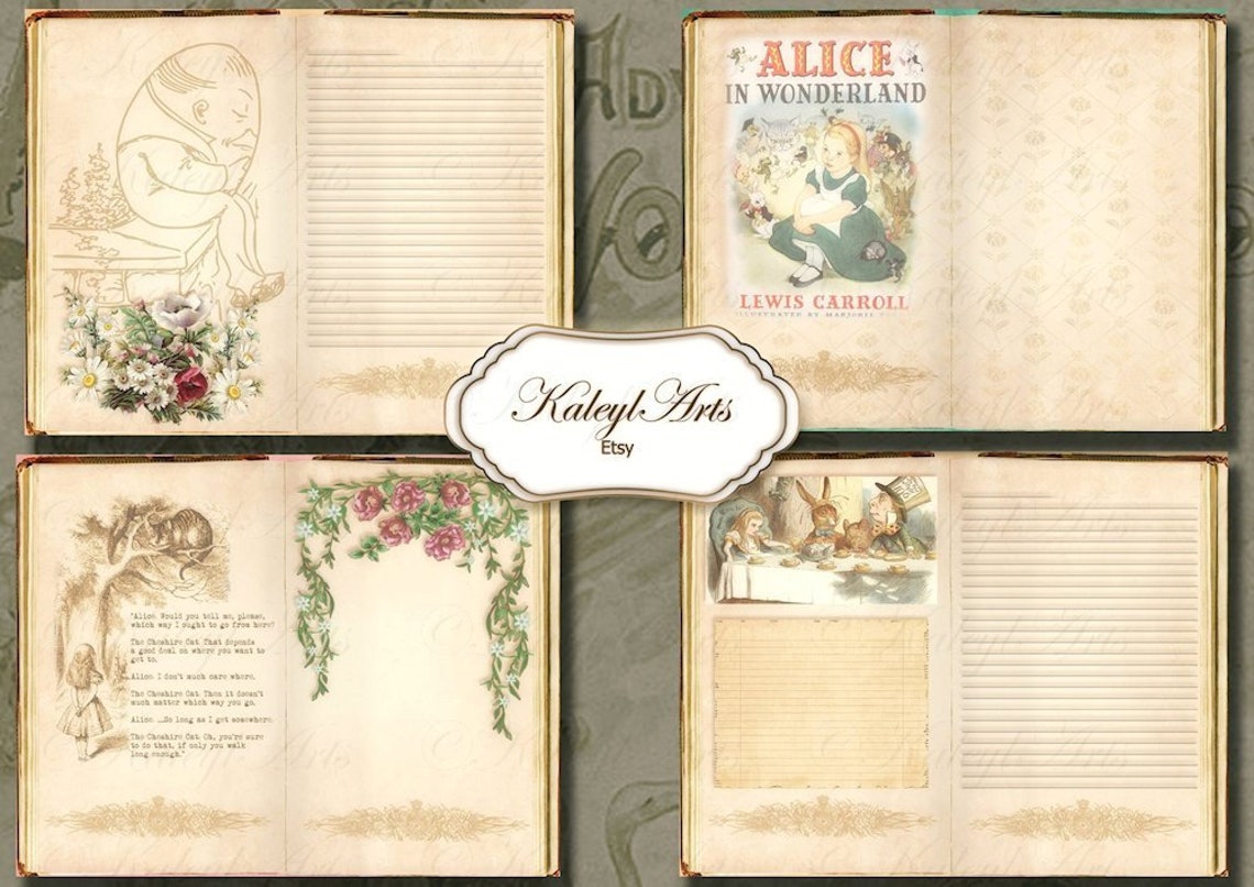 Alice in Wonderland Printable Journal - Etsy