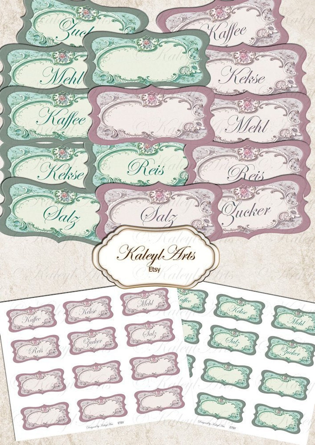 Kitchen, Labels,stickers, Storage, Vintage, Pink, Blank Labels,kitchen ...
