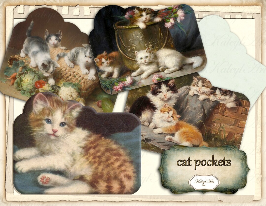 Cats,pocket,envelope,for Junk Journal,printable,ephemera,collage Sheets ...