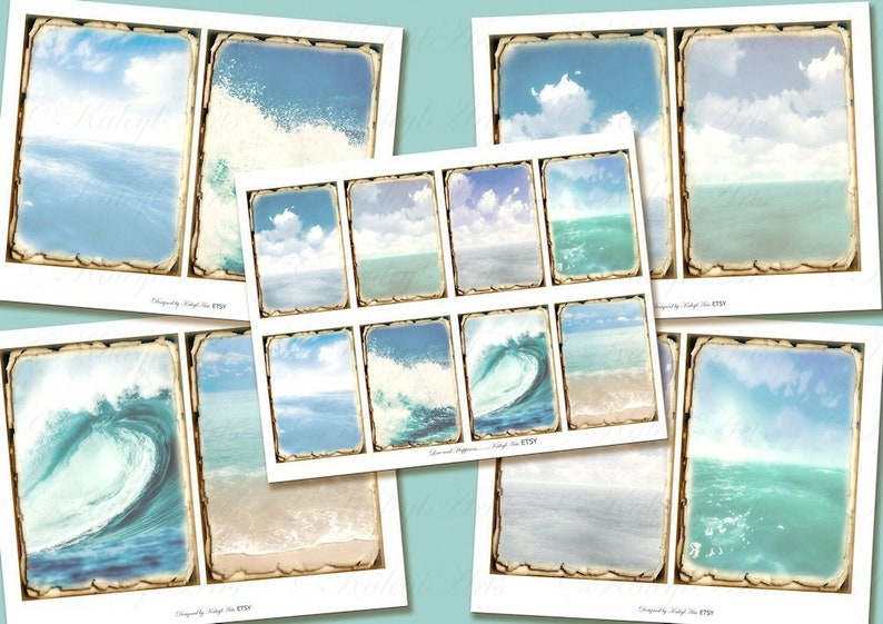 Ocean, Sea, Waves, Printable, Ephemera, Vintage, Atc, B6, Collage ...