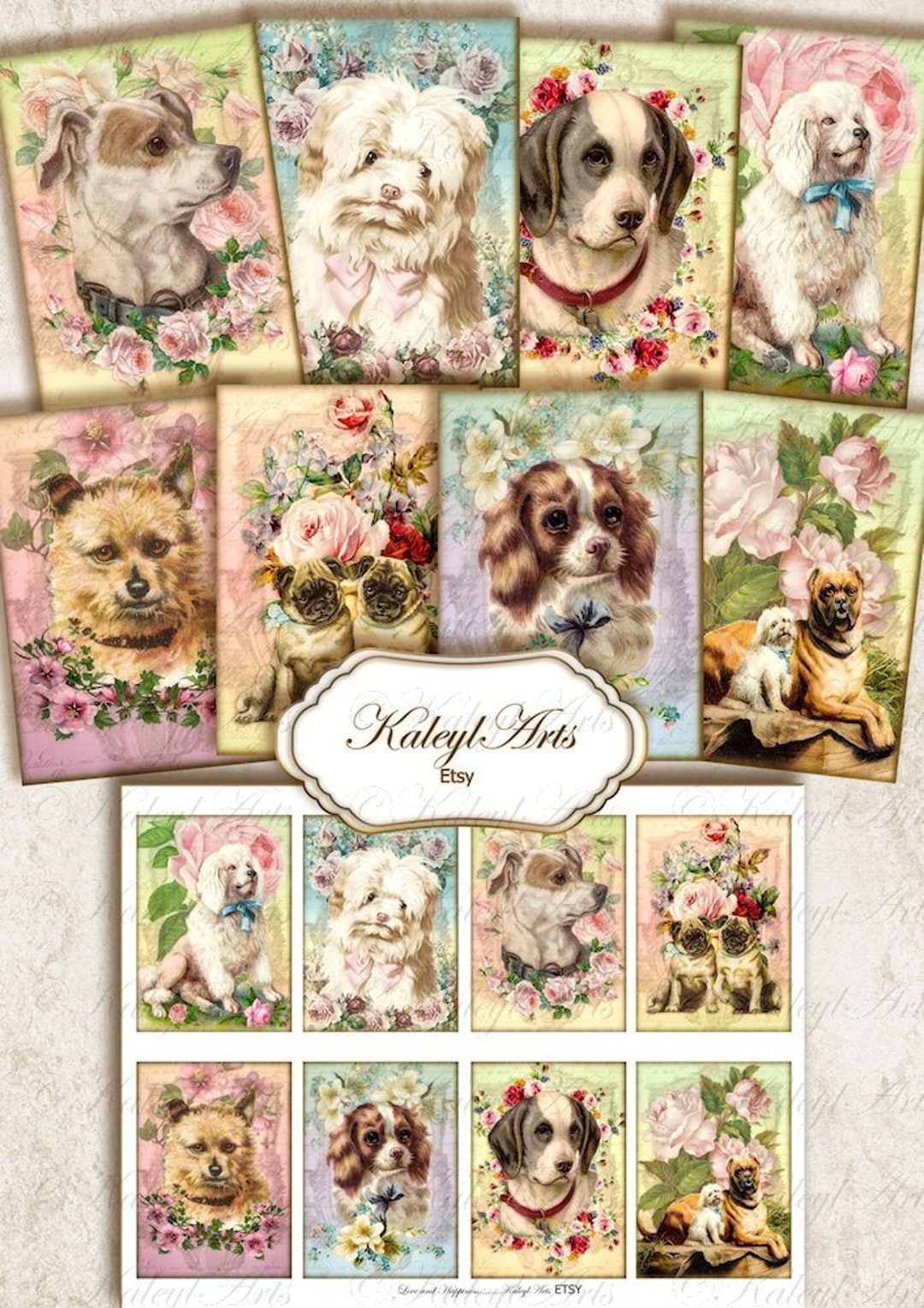 Dog, Dog Lover, Victorian, Vintage, Shabby Chic, B6, ATC, Printable ...
