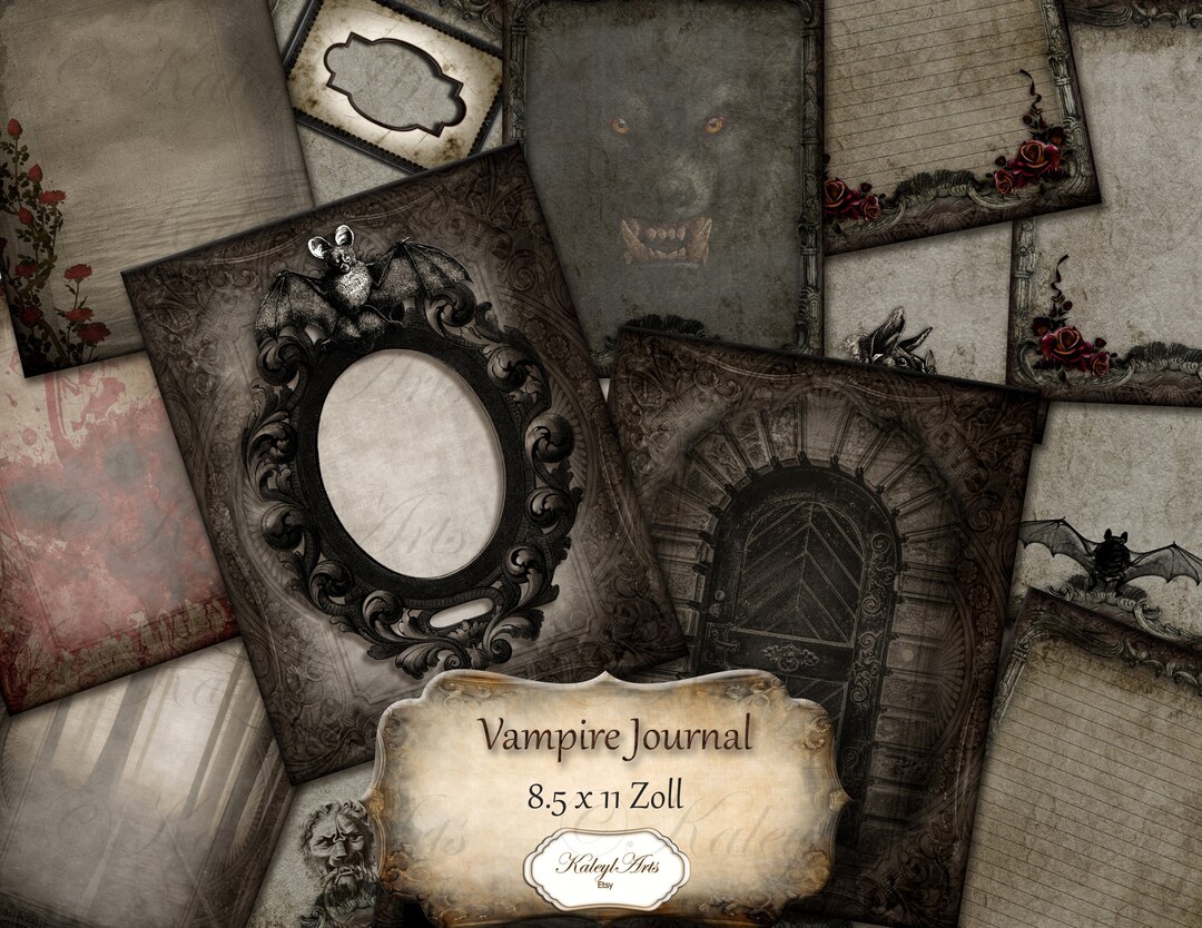 Vampire, Journal, Mystical, Album, Printable, Vintage, Shabby Chic ...